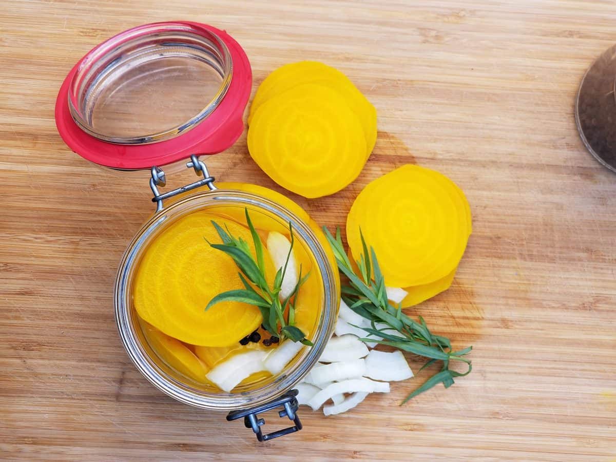 Pickled Golden Beets in a White Balsamic Vinegar | Canning Pickled Beets